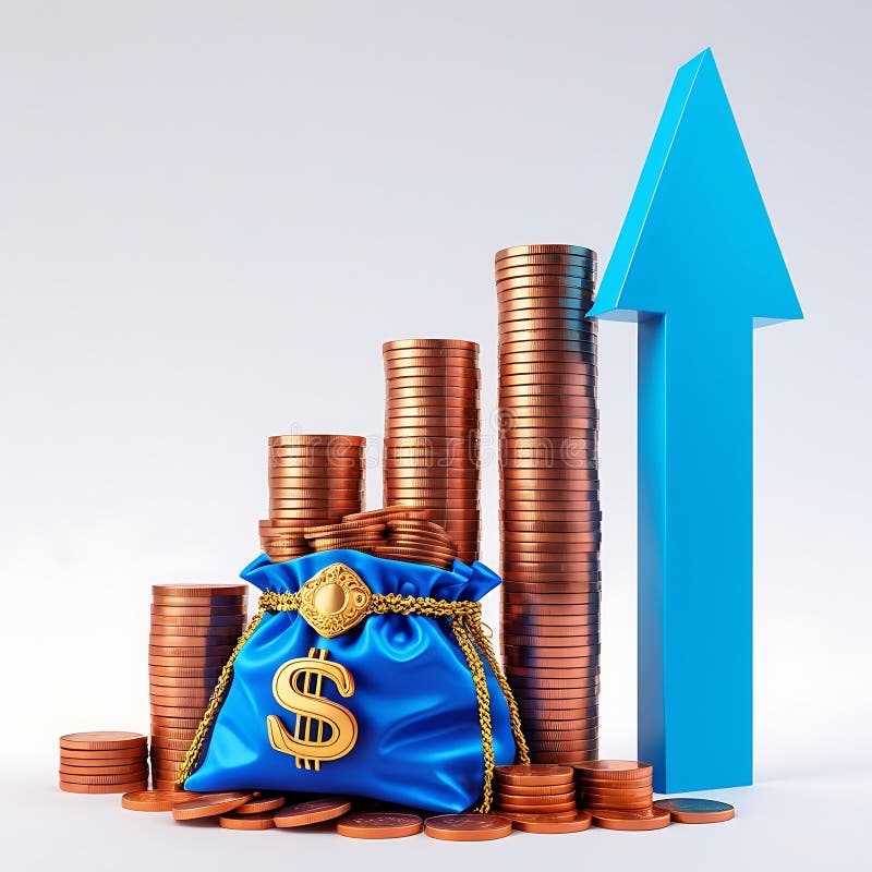 Financial Growth Represented by Coins and a Rising Arrow Stock ...