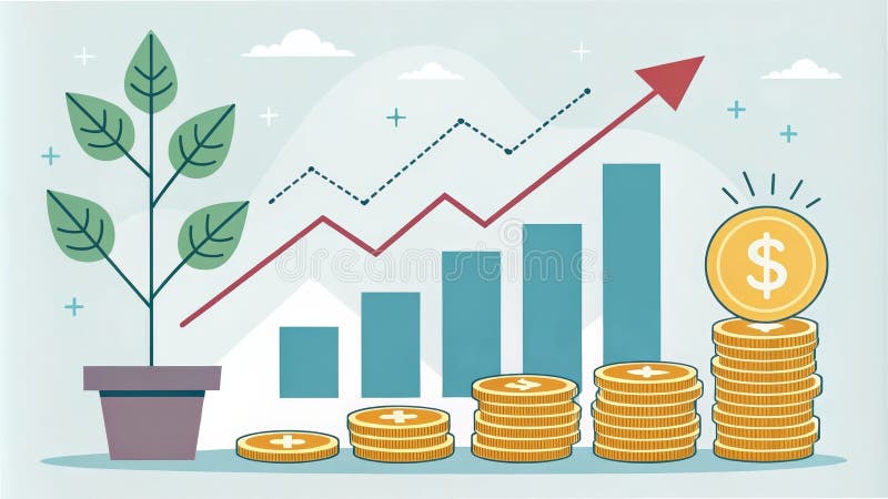 Financial Growth and Success Concept with Bar Graph and Coin Stack ...
