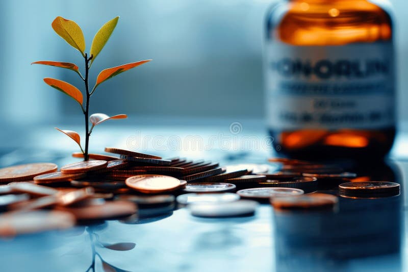 Financial Growth Symbol Tree Emerging from Coins, Signifying Prosperity ...