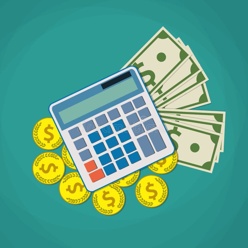 Financial Icon with Money and Calculator Stock Vector - Illustration of ...