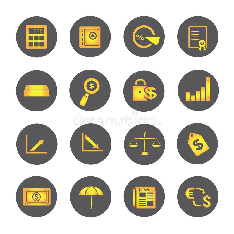 Financial Icons, Round Buttons Stock Illustration - Illustration of ...