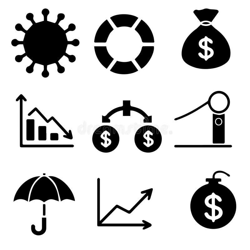 Financial Icons Showing Economic Trends and Risks Stock Vector ...