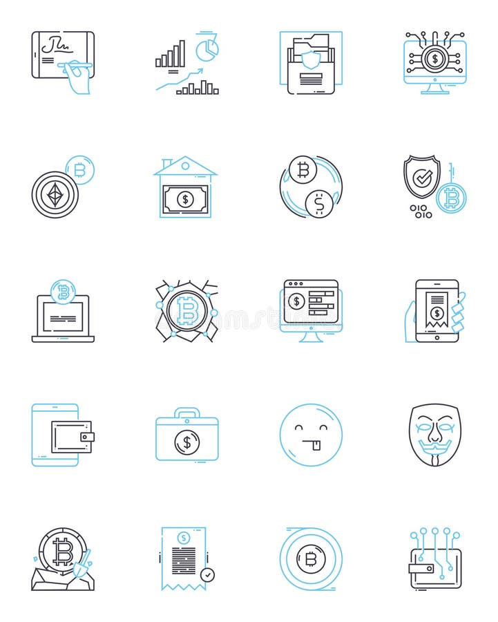 Financial Innovation Startup Linear Icons Set. Fintech, Disruption ...