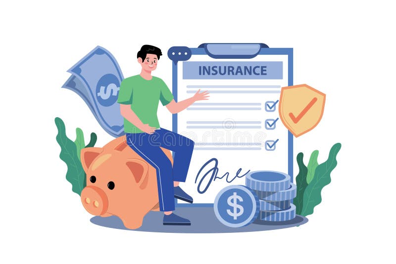 Financial Insurance Illustration Concept on White Background Stock ...