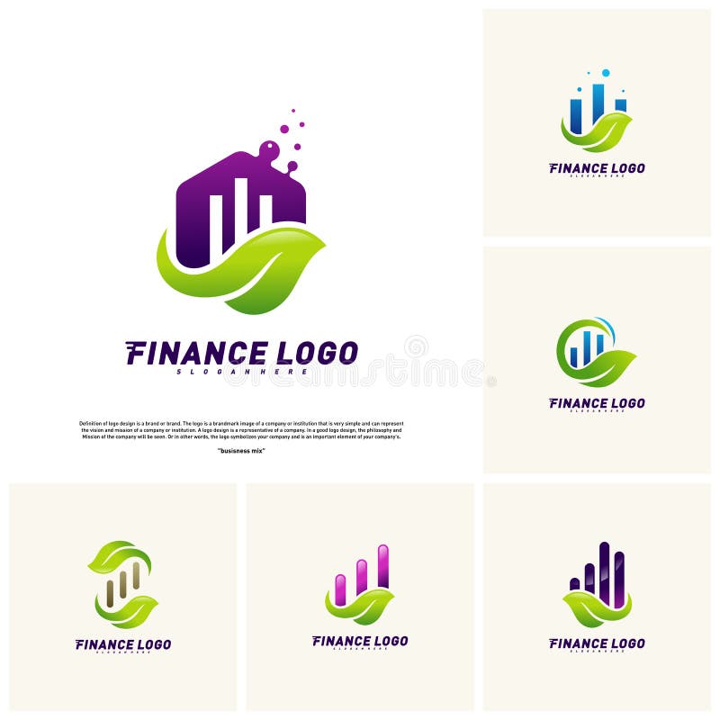 Financial with Leaf Logo Design Concept. Green Finance Logo Template ...