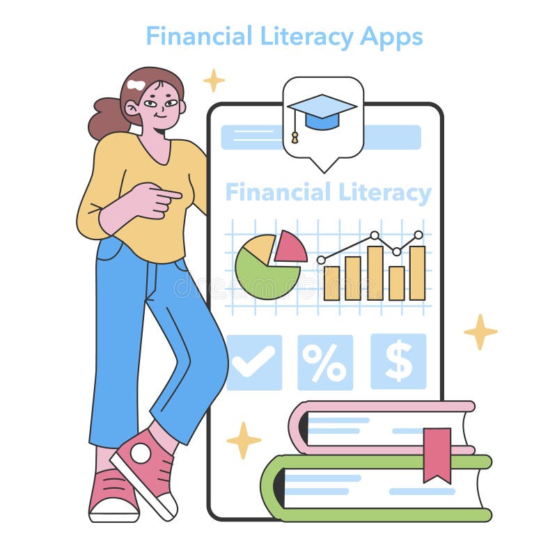 Financial Literacy Apps Concept. Flat Vector Illustration Stock Vector ...