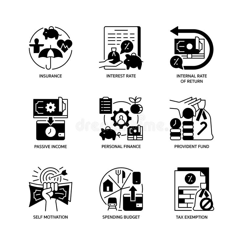 Financial Literacy Icon Set Stock Vector - Illustration of economy ...