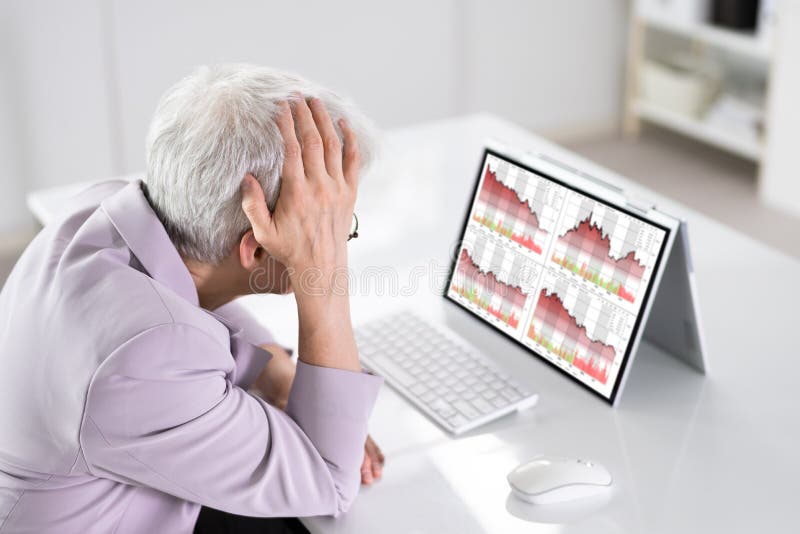 Financial Loss Data. Businesswoman with Stock Loss Stock Photo - Image ...