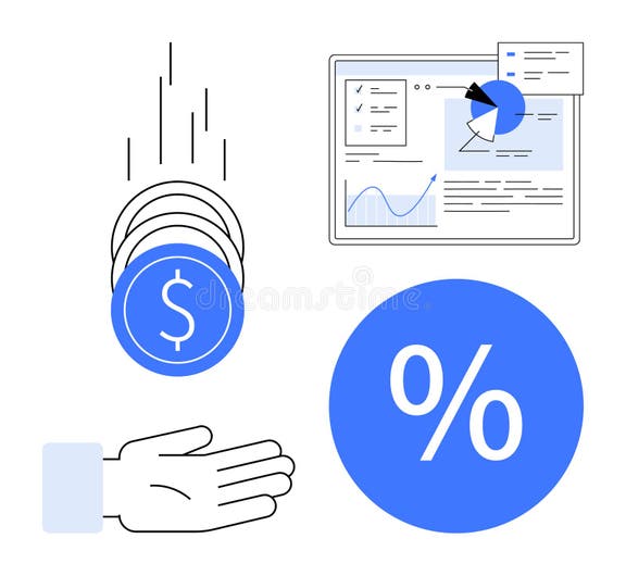 Financial Management Concepts with Coins, Analytics Dashboard, and ...