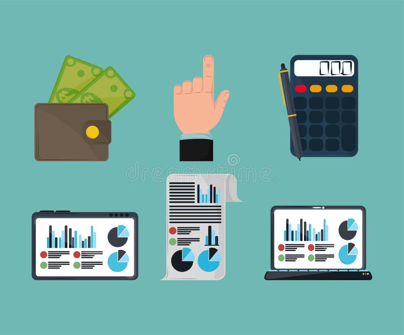 Financial management icons stock vector. Illustration of development ...