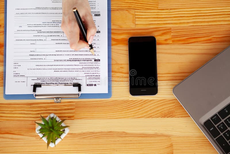 Financial Manager Sitting in Desk and Work with Financial Documents ...