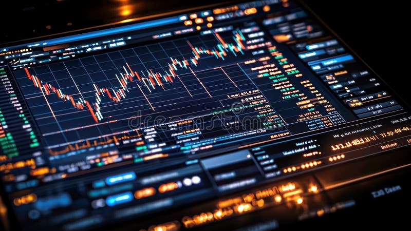 Financial Market Analysis on Digital Screen with Dynamic Graphs Stock ...