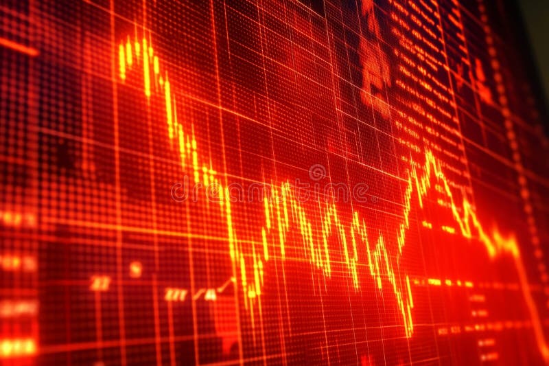 Financial Market Analysis Displaying Declining Stock Trends with Red ...