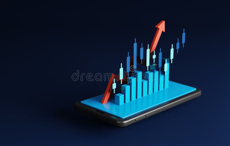 Financial Market Analysis Forex Trading Candlestick Chart on Blue ...