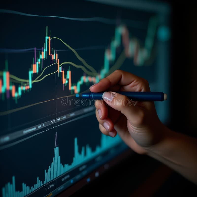 Financial Market Analysis on Dark Screen, Generative Ai Stock ...