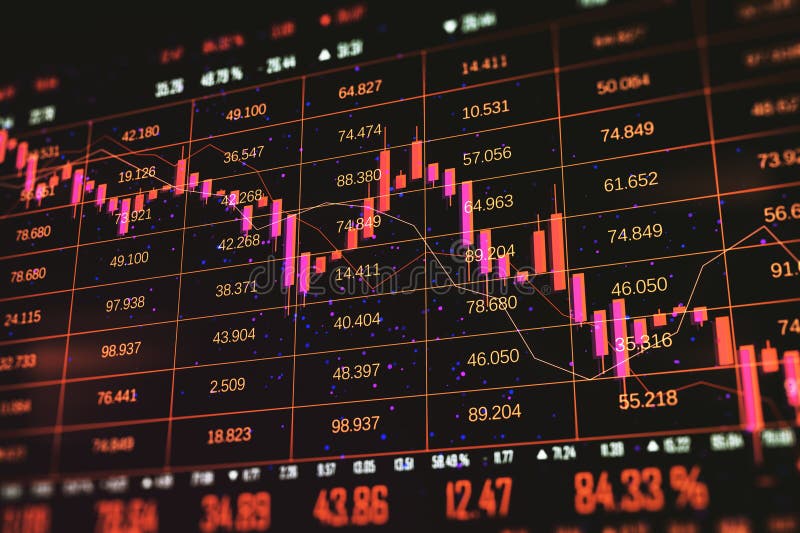 Financial Market Candlestick Chart in Red Tones Showing a Downward ...