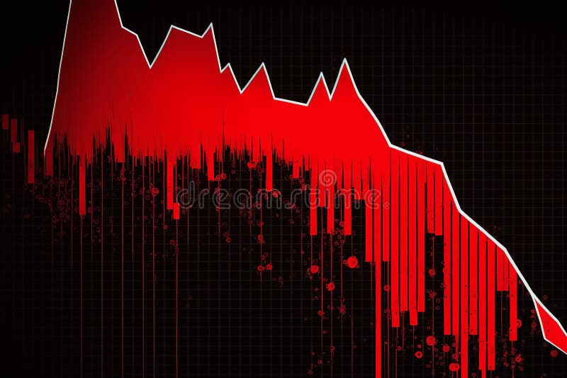 Financial Market Chart with Red Bars. Downward Movement Representing ...