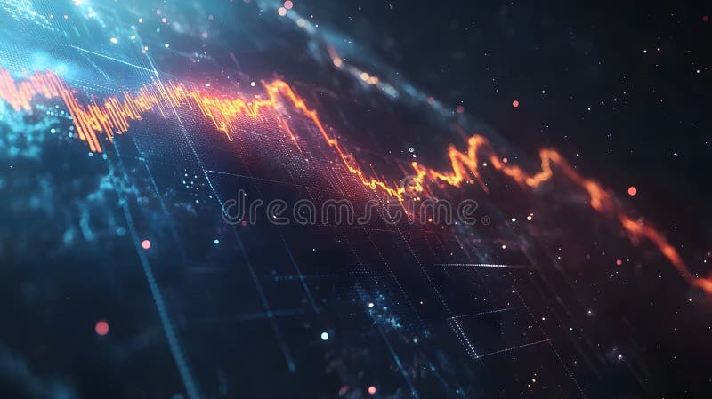 Financial Market Crash and Falling Stock Prices. Digital Graph with ...