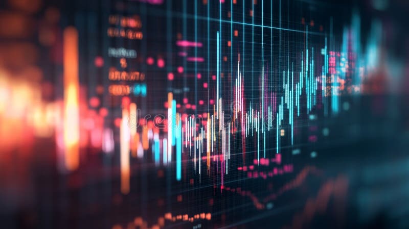 Financial Market Data Visualization Abstract Closeup of Dynamic Market ...