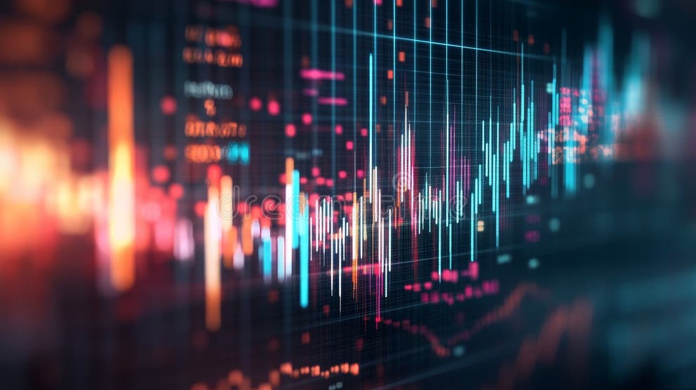 Financial Market Data Visualization Abstract Closeup of Dynamic Market ...