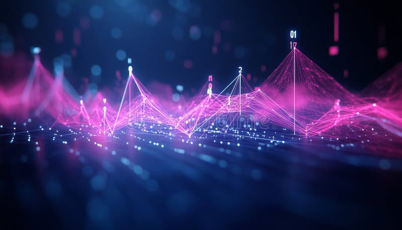 Financial Market Data Visualization. Upward Trending Chart, Connected ...