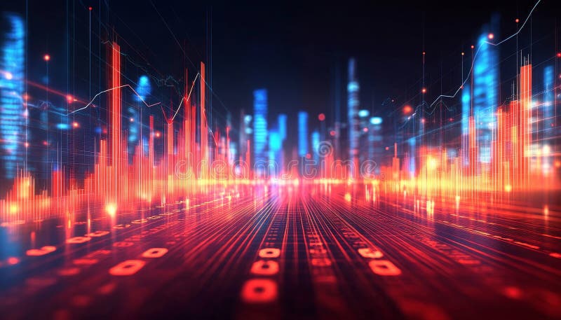 Financial Market Data Visualization, Upward Trending Line Chart, City ...