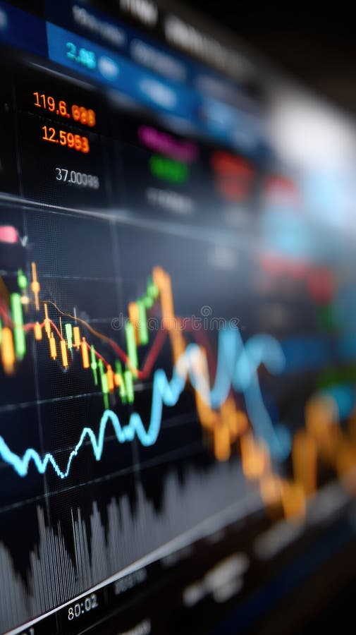Financial Market Graph on Screen Representing Stock Exchange Data and ...