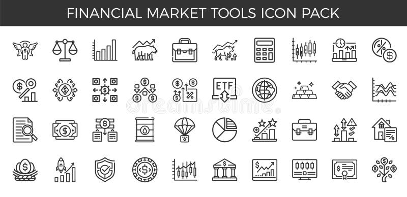 Financial Market Tools Concepts Line Icon Set Stock Vector ...