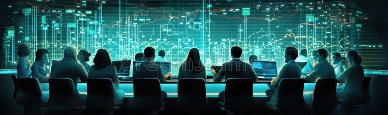 Financial Market Trading at a Table, on Screen or Touch Panel, Stock ...