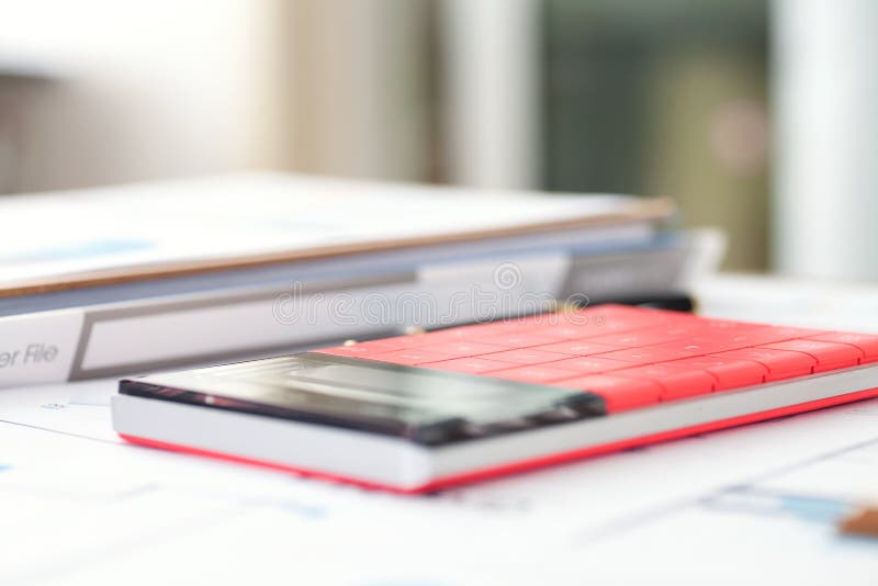 Financial Materials and Calculator on Table Stock Image - Image of ...