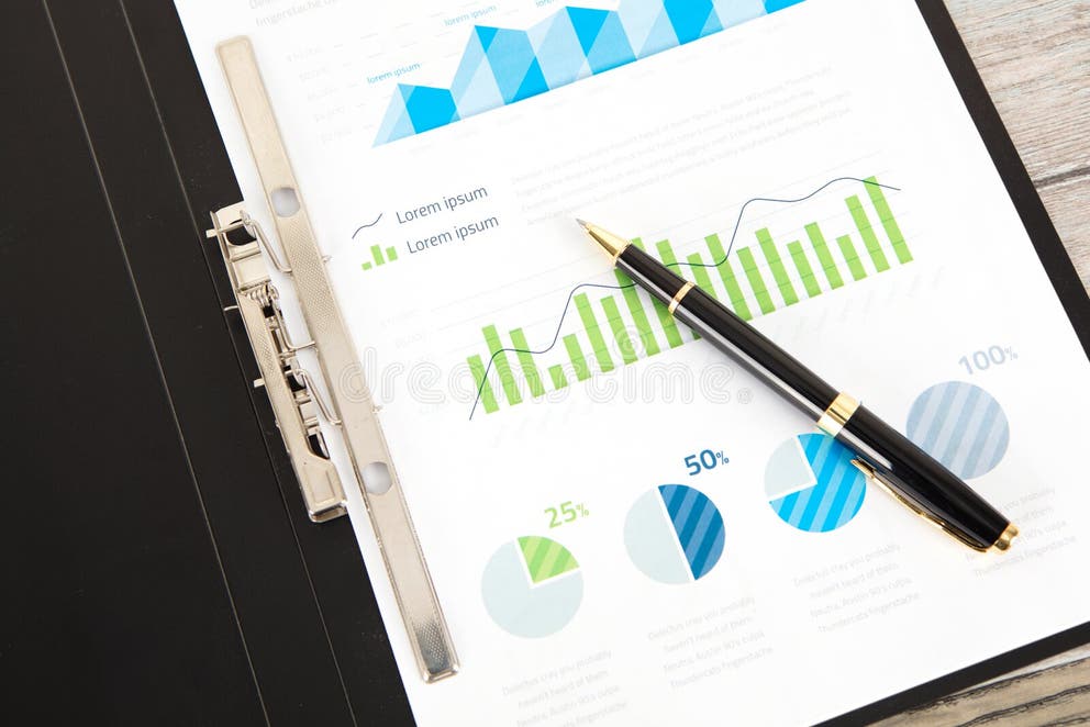 Financial Materials and Pen on it Stock Image - Image of information ...