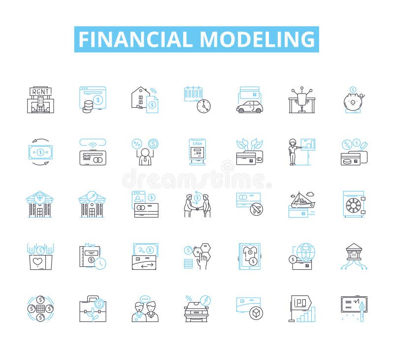 Financial Modeling Linear Icons Set. Forecasting, Analysis, Valuation ...