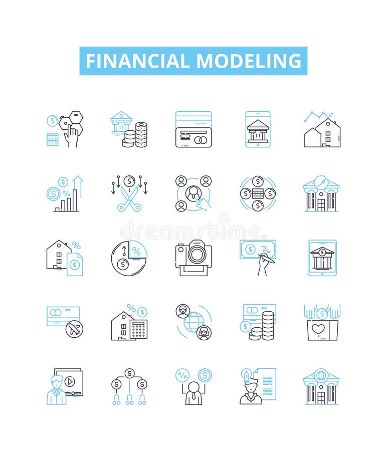 Financial Modeling Vector Line Icons Set. Cashflow, Forecasting ...