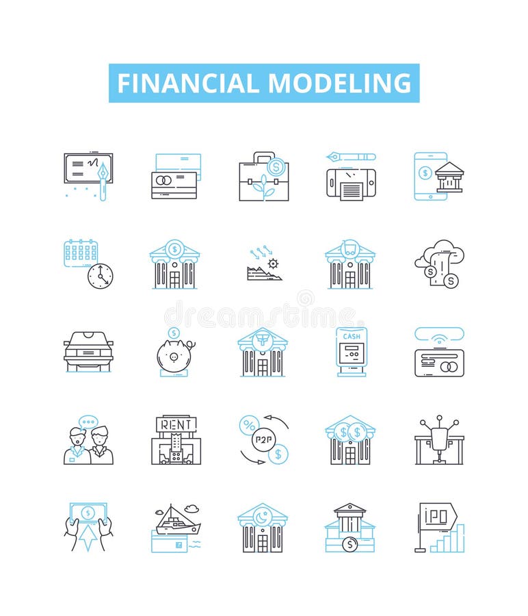 Financial Modeling Vector Line Icons Set. Cashflow, Forecasting ...