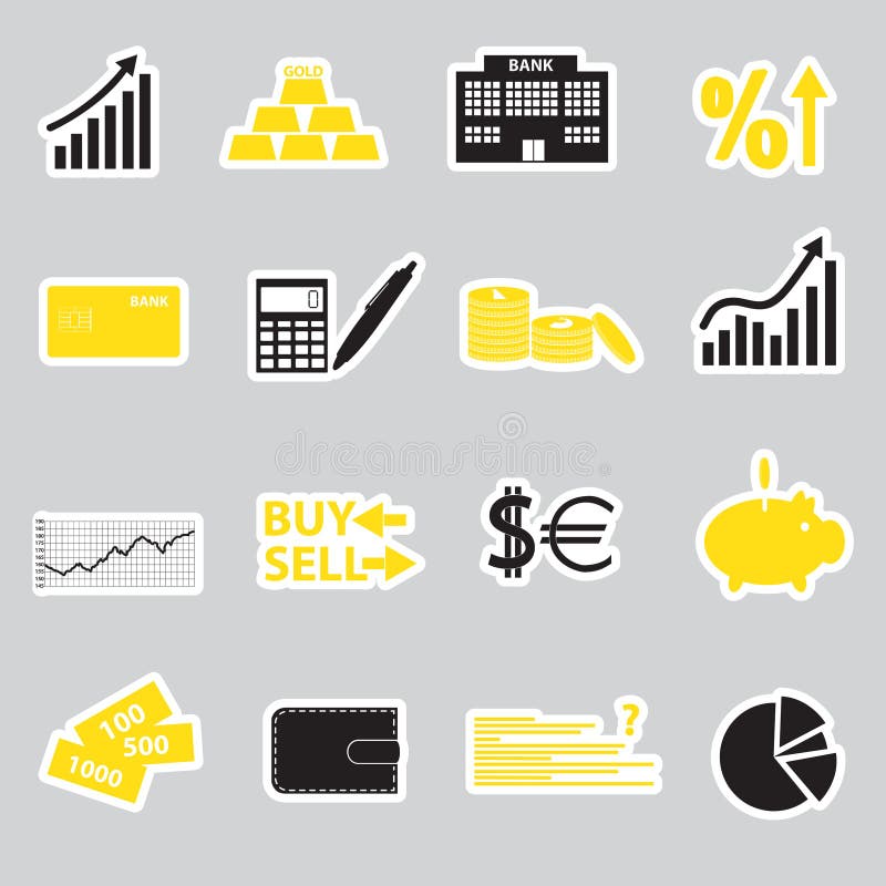 Financial and Money Stickers Eps10 Stock Vector - Illustration of gold ...