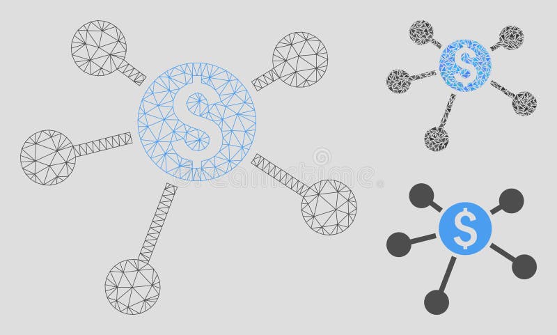 Financial Network Vector Mesh Wire Frame Model and Triangle Mosaic Icon ...