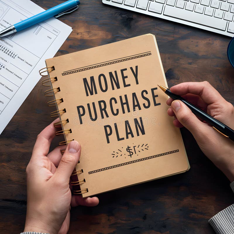 Financial Notebook Held with Two Hands on a Desk with Pen and Keyboard ...