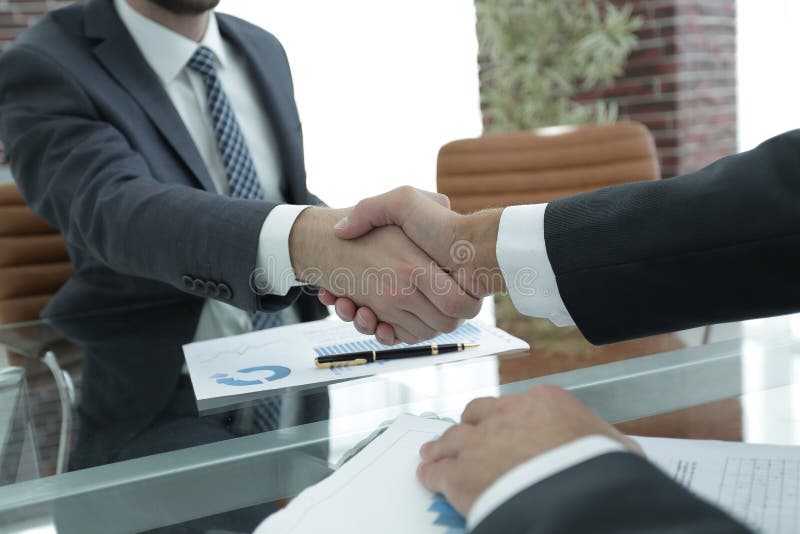 Financial Partners Handshake after Signing Contract Stock Photo - Image ...