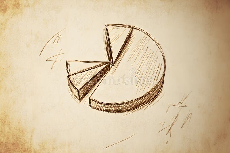 Financial Pie Chart Sketch, Faded Design, Right Side Clear Space for ...