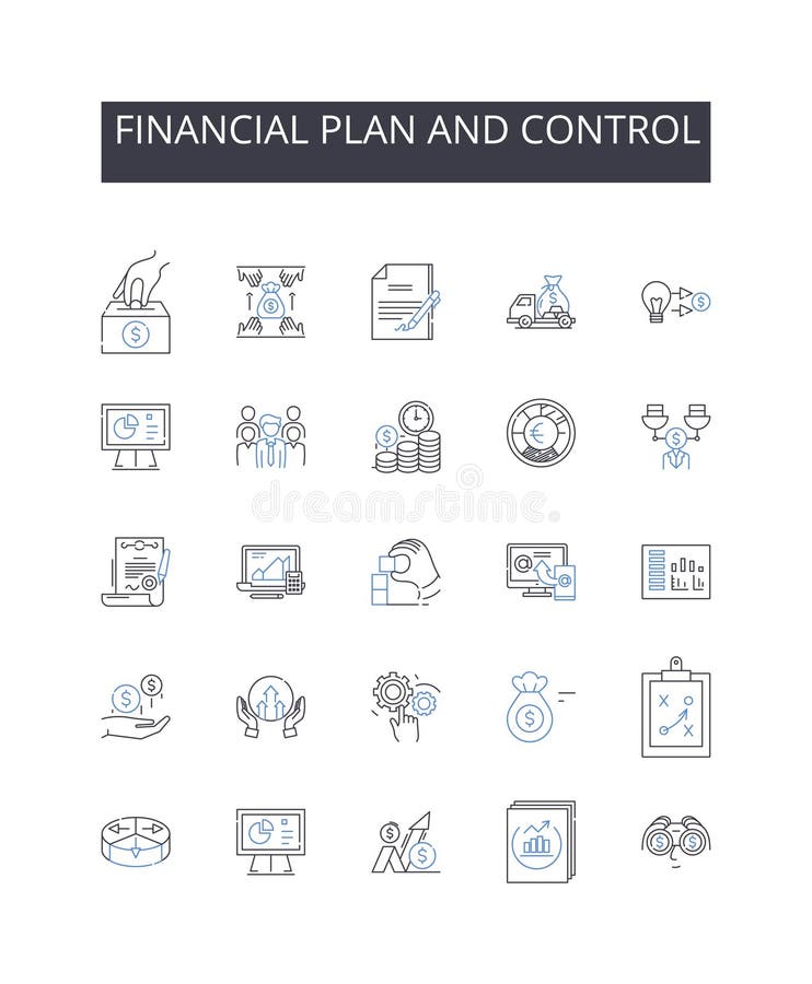 Financial Plan and Control Line Icons Collection. Response, Analysis ...