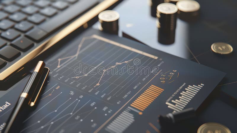 Financial Plan Document 3 D Render Showing Charts Graphs and Data with ...