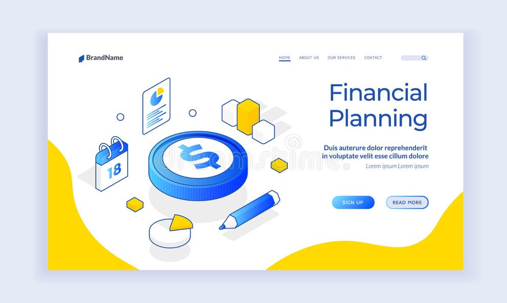 Financial Planning Oriented Website with Modern Isometric Design Stock ...