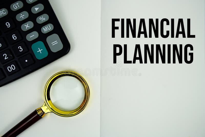 Financial Planning Text Magnifying Glass Calculator Flat Lay Notepad ...