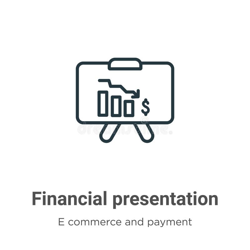 Financial Presentation Outline Vector Icon. Thin Line Black Financial ...