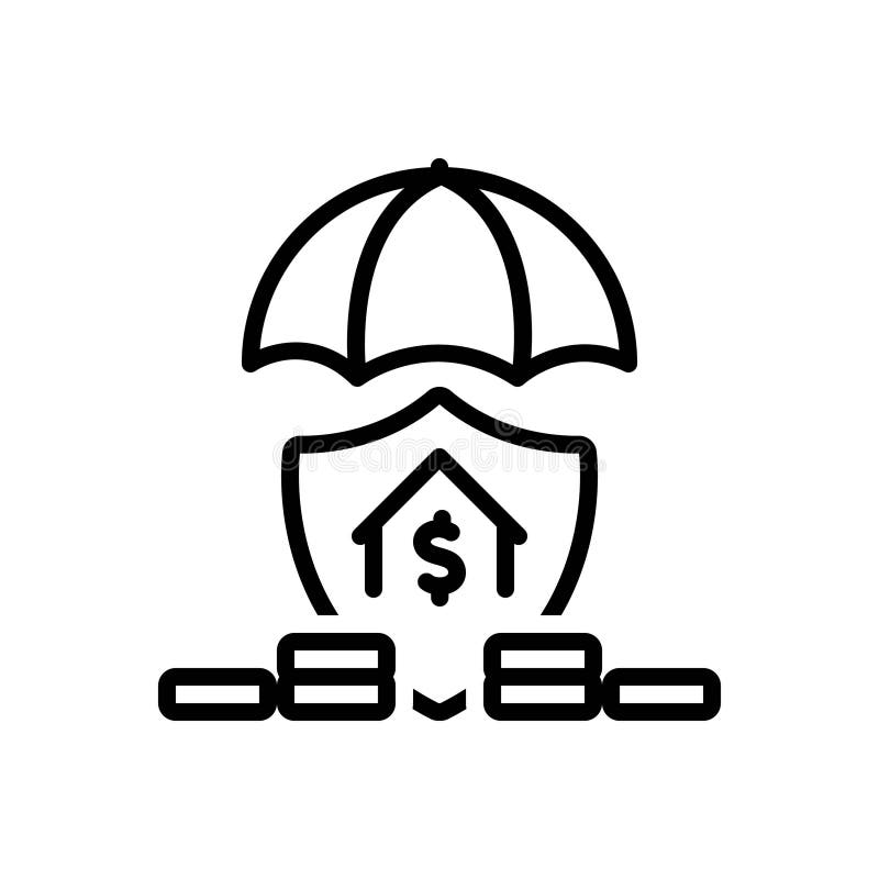 Black Line Icon for Financial Protection, Financial and Insurance Stock ...