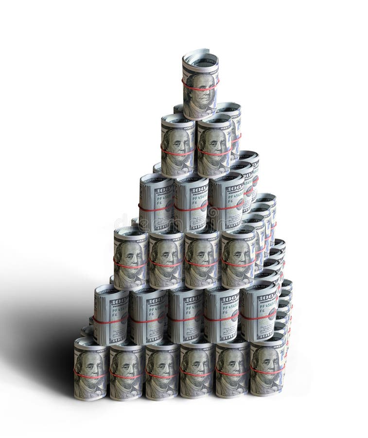 Financial Pyramid. a Stack of One Hundred Dollar Bills Stock Photo ...