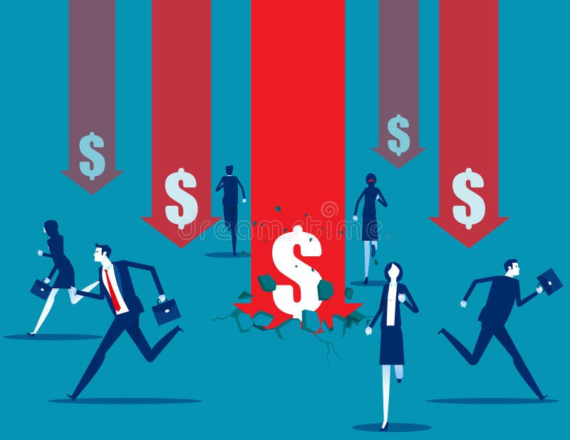 Financial Reduction. Dollar Down Concept Stock Vector - Illustration of ...