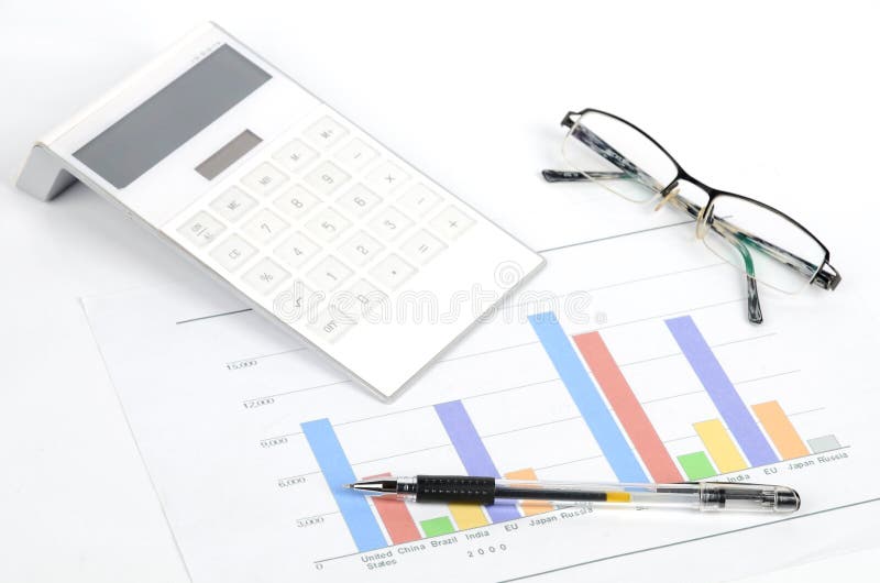 Financial report stock photo. Image of blue, calculator - 25354122