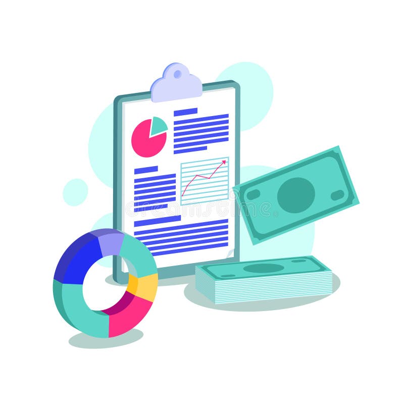 Financial Report Analysis with Infographics and Currency Stock Vector ...