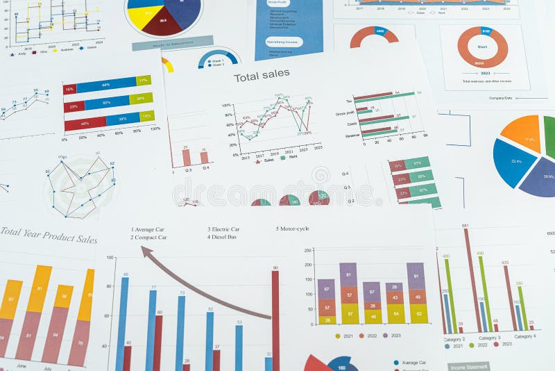 Financial Report Chart Data in Office Desk. Stock Photo - Image of ...